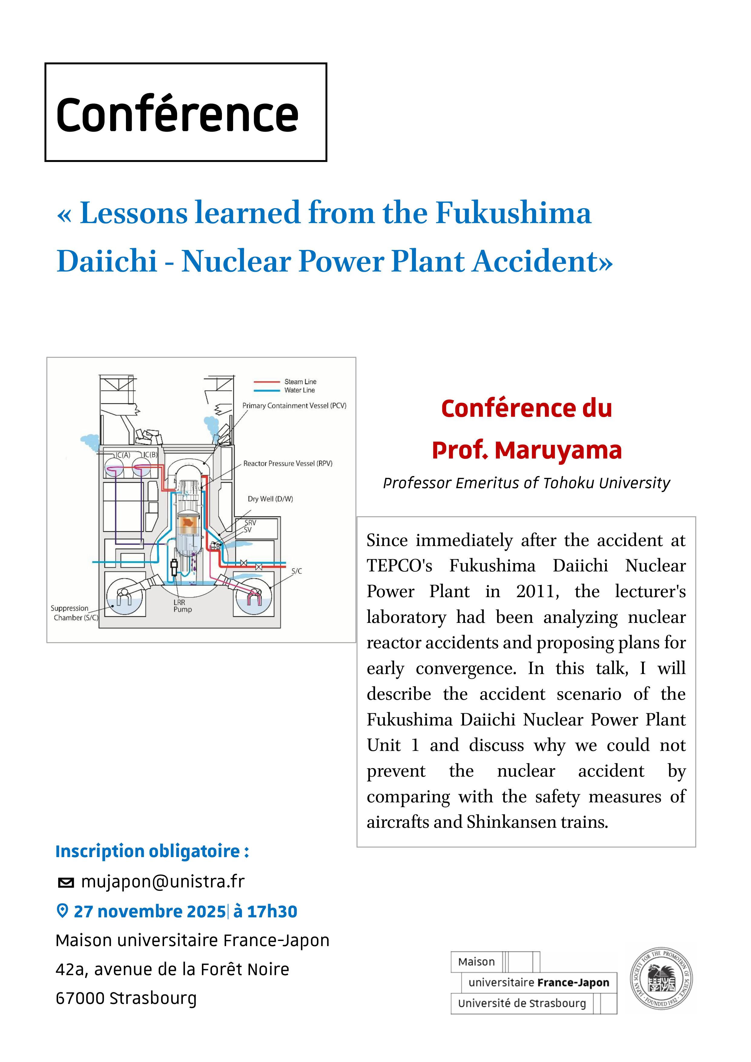 Conférence - « Lessons learned from the Fukushima Daiichi - Nuclear ...